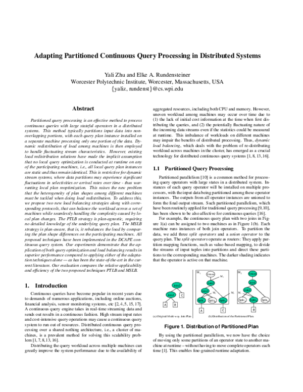 Pdf Adapting Partitioned Continuous Query Processing In Distributed