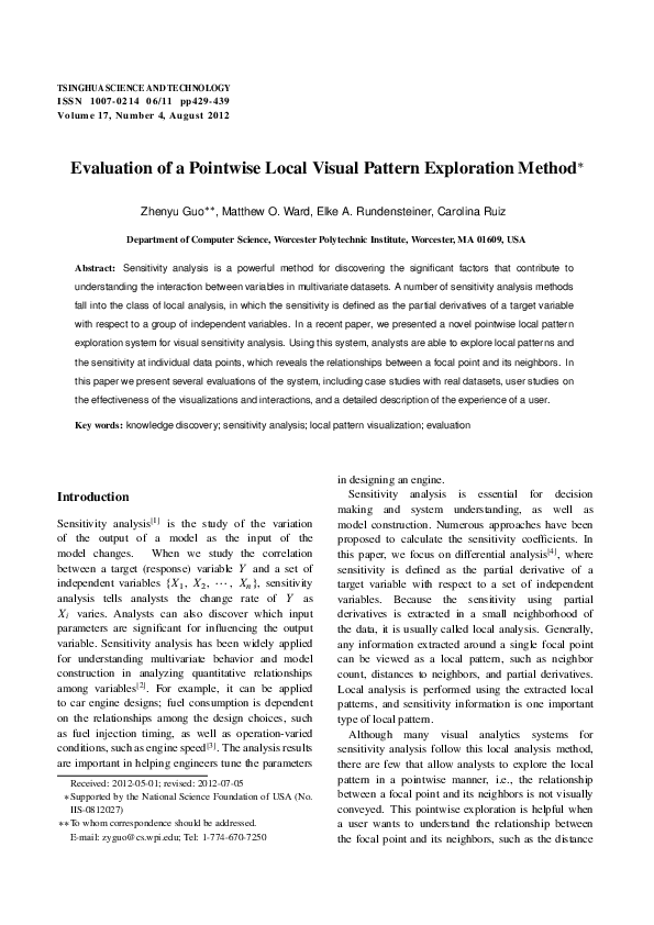 (PDF) Evaluation of a pointwise local visual pattern exploration method