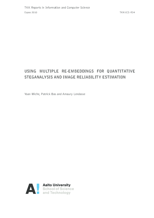 (PDF) Using multiple re-embeddings for quantitative steganalysis and image reliability ...