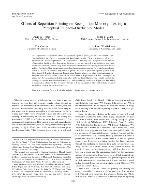 Priming Psychology Memory