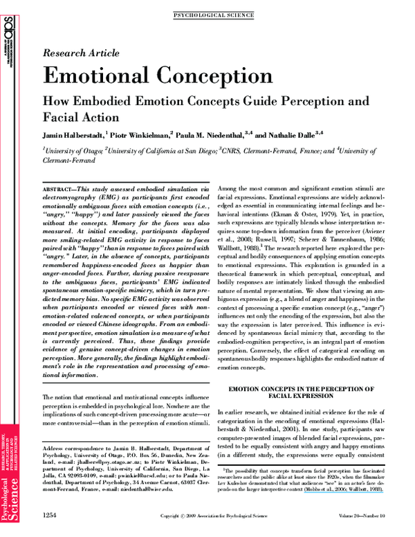 (PDF) Emotional Conception: How Embodied Emotion Concepts Guide ...