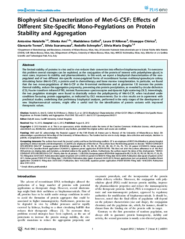 (PDF) Biophysical Characterization of Met-G-CSF: Effects of Different ...