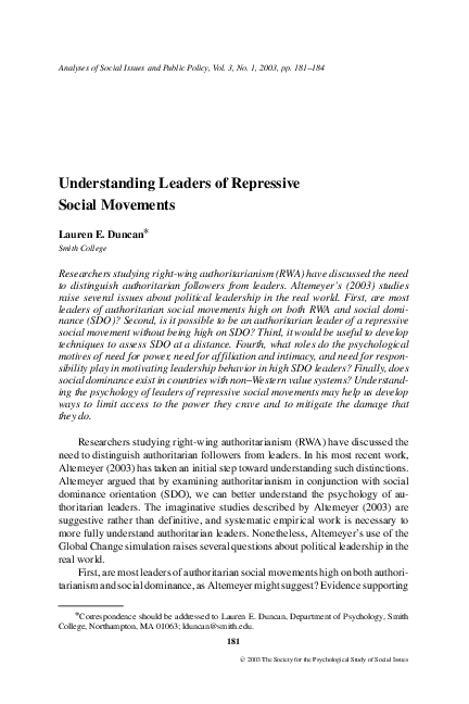 (PDF) Understanding Leaders of Repressive Social Movements