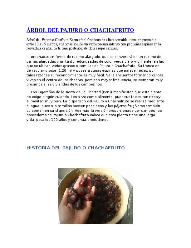 (DOC) ÁRBOL DEL PAJURO O CHACHAFRUTO