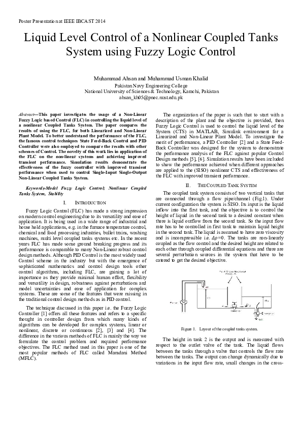 (PDF) Liquid level control of nonlinear Coupled Tanks System using linear model predictive control