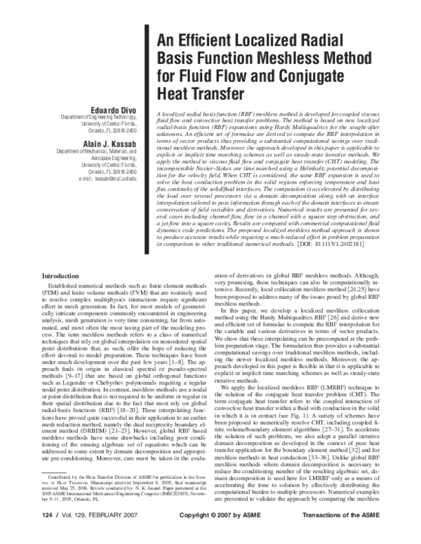 Pdf An Efficient Localized Radial Basis Function Meshless Method For