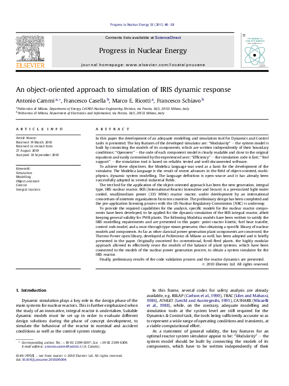 (PDF) An object-oriented approach to simulation of IRIS dynamic response