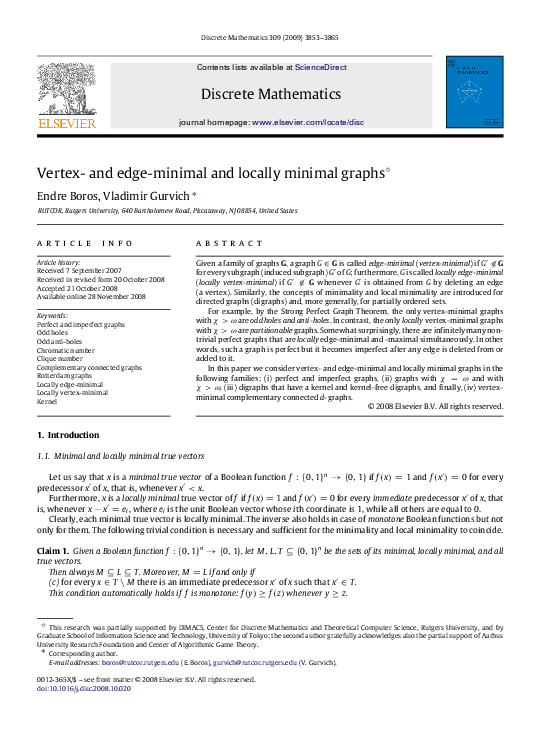 (PDF) Vertex- and edge-minimal and locally minimal graphs