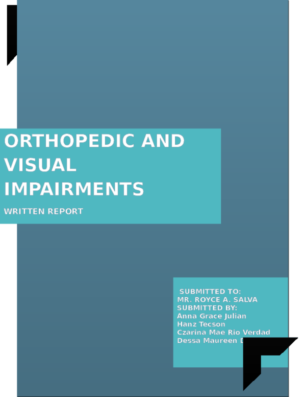 (DOC) ORTHOPEDIC AND VISUAL IMPAIRMENTS - WRITTEN REPORT