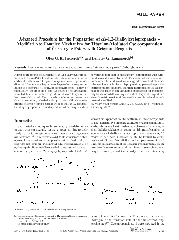 (PDF) Advanced Procedure for the Preparation ofcis-1,2 ...