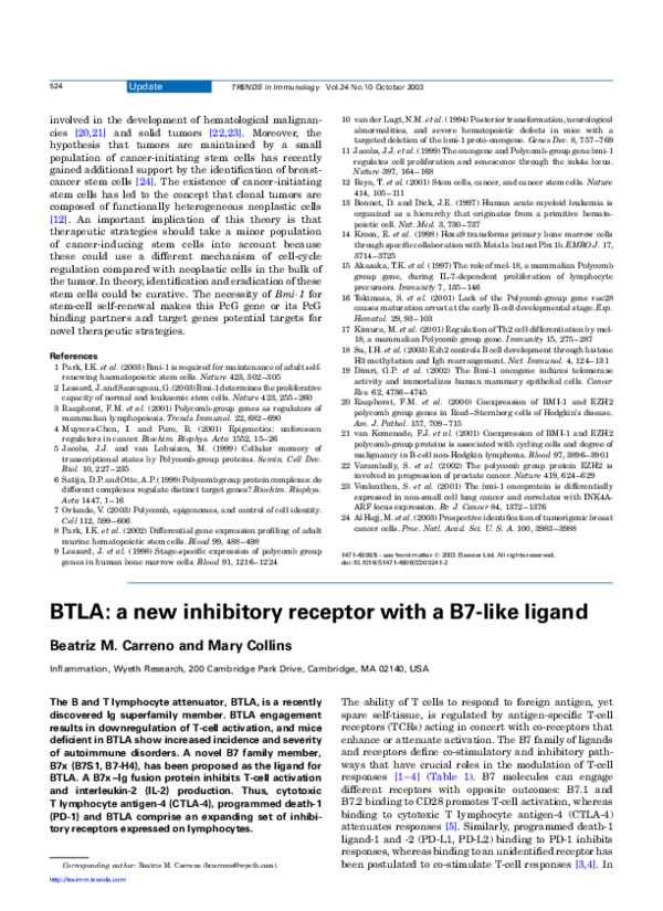 (PDF) BTLA: a new inhibitory receptor with a B7-like ligand