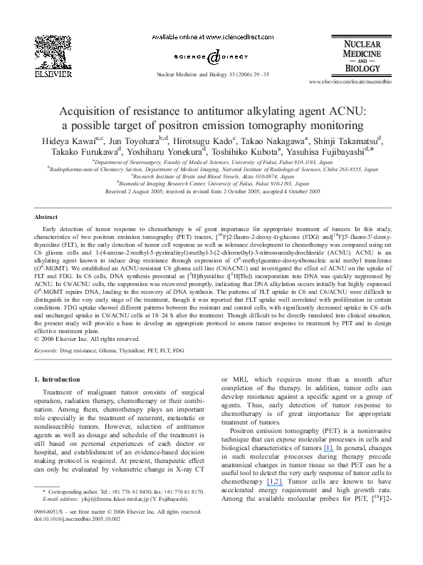 (PDF) Acquisition of resistance to antitumor alkylating agent ACNU: a ...