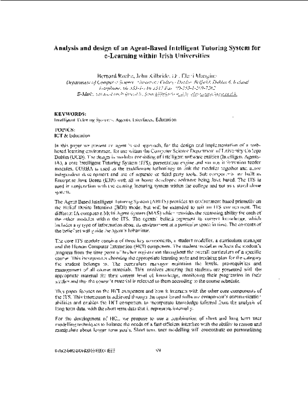 (PDF) Analysis and design of an agent-based intelligent tutoring system for e-learning within ...