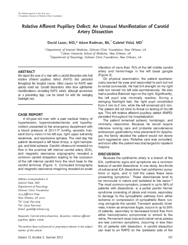 (PDF) Relative afferent pupillary defect: an unusual manifestation of ...