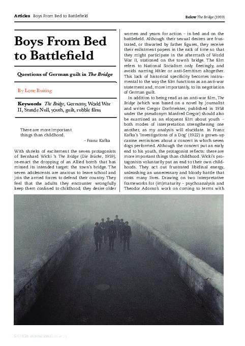 (PDF) Boys From Bed to Battlefield: Questions of German Guilt in The Bridge