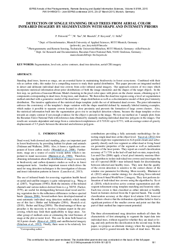 (PDF) Detection of Single Standing Dead Trees From Aerial Color Infrared Imagery by Segmentation ...