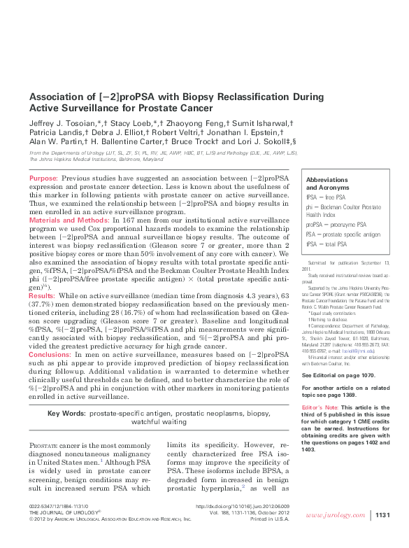 (PDF) Association of [−2]proPSA with Biopsy Reclassification During ...