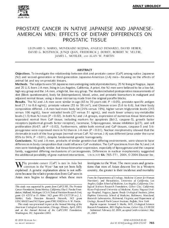 (PDF) Prostate cancer in native Japanese and Japanese-American men ...