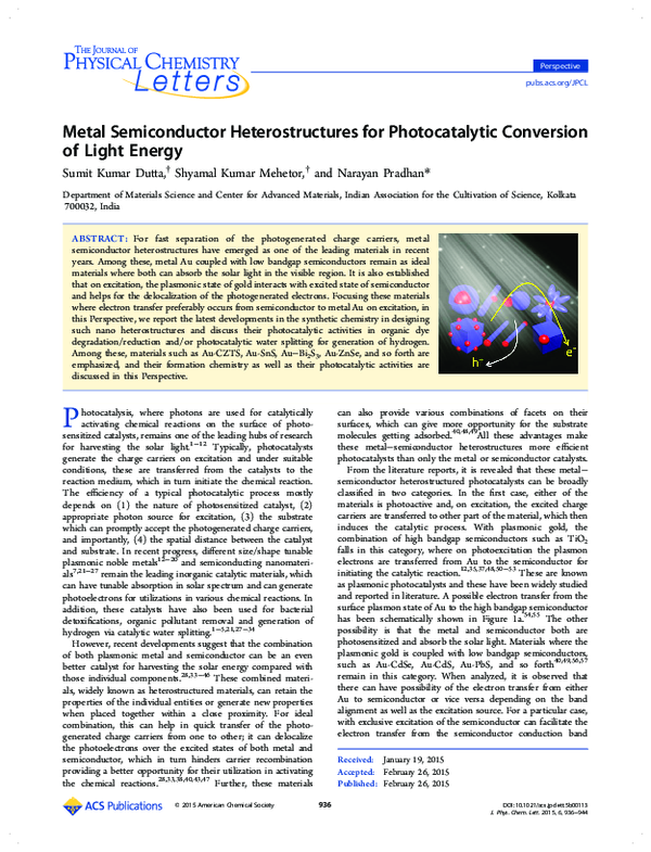 (PDF) Metal Semiconductor Heterostructures for Photocatalytic ...