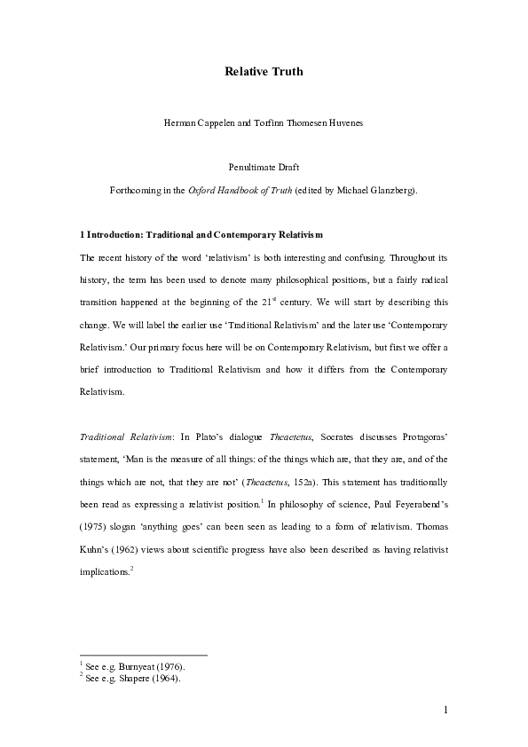 (PDF) Relative Truth