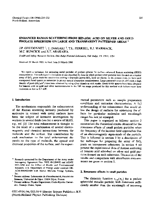 (PDF) Enhanced raman scattering from benzoic acid on silver and gold ...