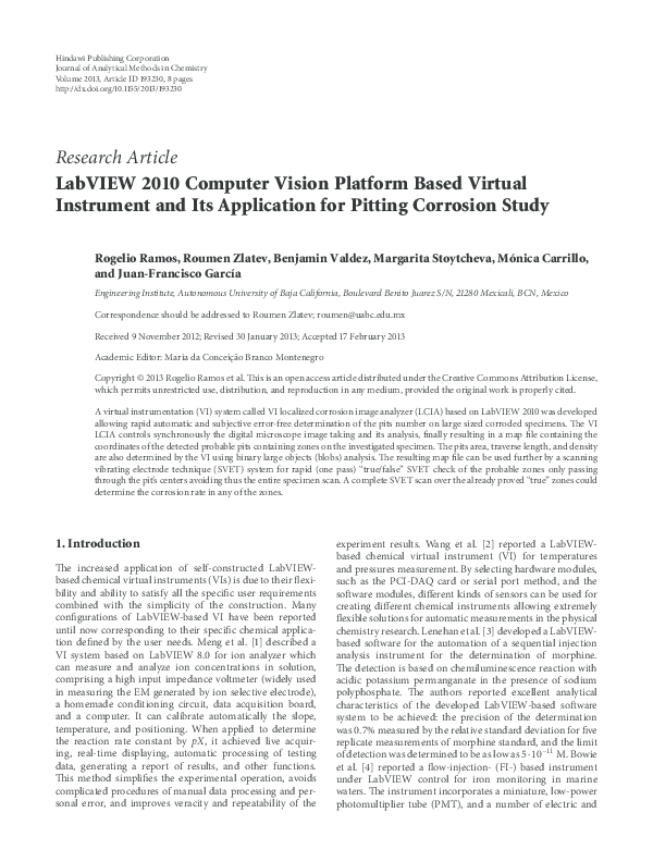 (PDF) LabVIEW 2010 Computer Vision Platform Based Virtual Instrument ...