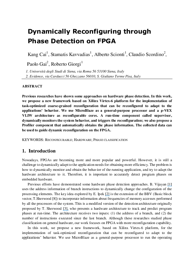 (PDF) Dynamically Reconfiguring through Phase Detection on FPGA (PDF) Dynamically Reconfiguring through Phase Detection on FPGA