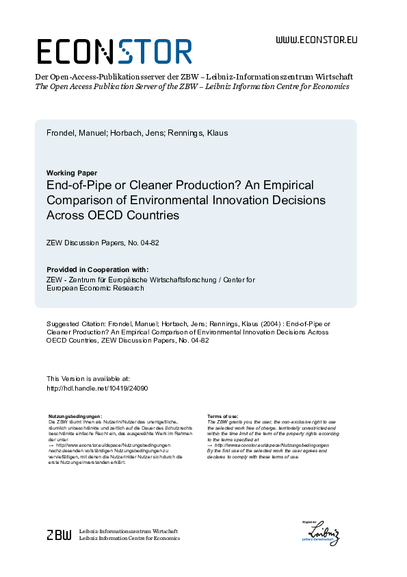 (PDF) End-of-pipe or cleaner production? An empirical comparison of ...