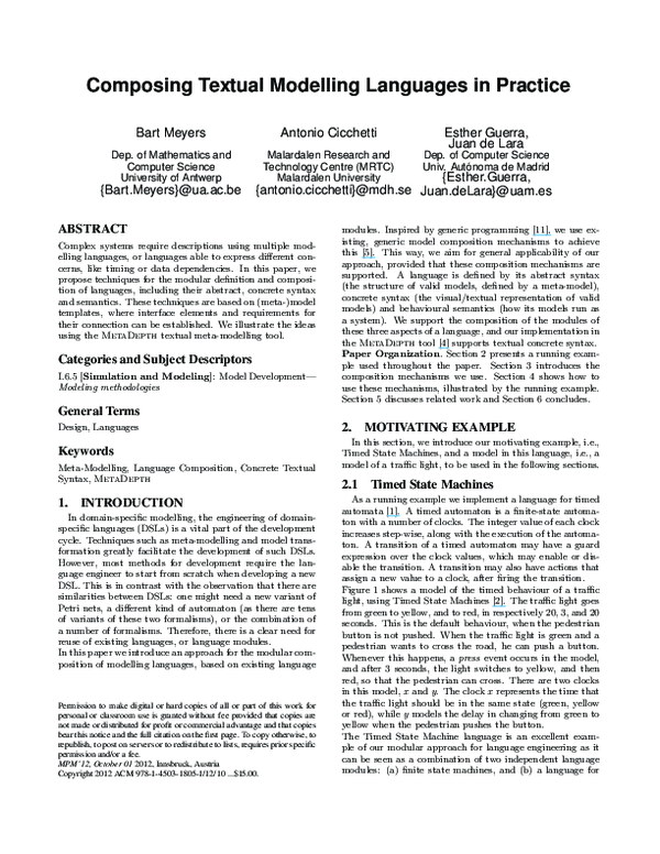 (PDF) Composing textual modelling languages in practice