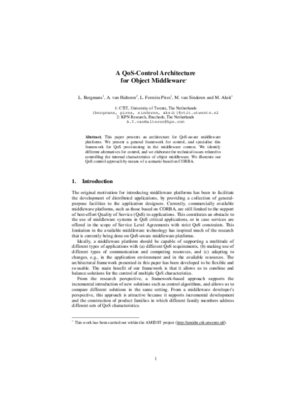 Pdf A Qos Control Architecture For Object Middleware