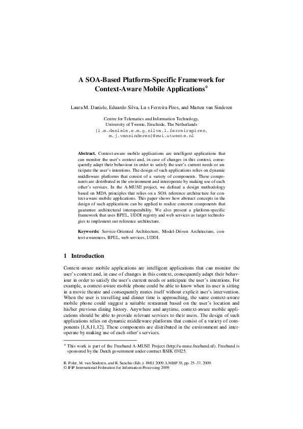 (PDF) A SOA-Based Platform-Specific Framework for Context-Aware Mobile Applications