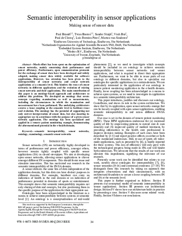 (PDF) Semantic interoperability in sensor applications making sense of sensor data | M. Sinderen ...