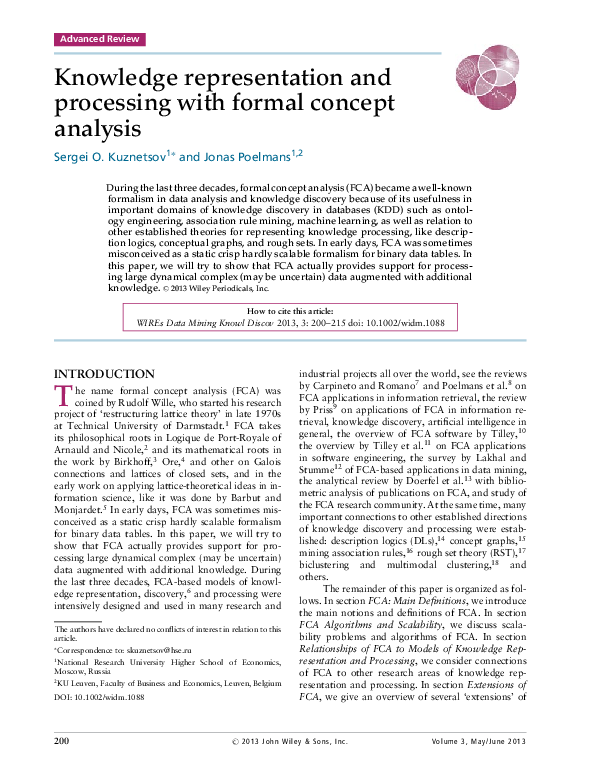 (PDF) Knowledge representation and processing with formal concept analysis