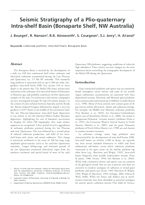 (PDF) Seismic Stratigraphy of a Plio-quaternary Intra-shelf Basin ...