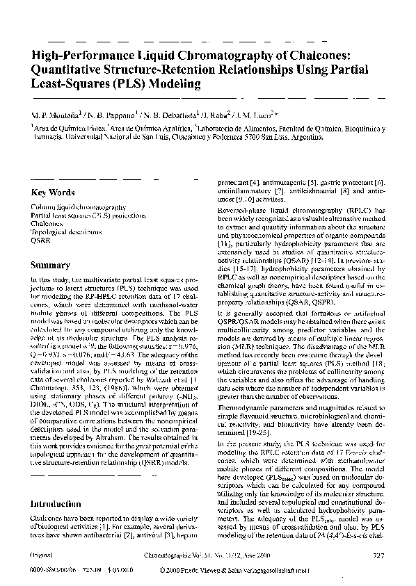 (PDF) High-performance liquid chromatography of chalcones: Quantitative structure-retention ...