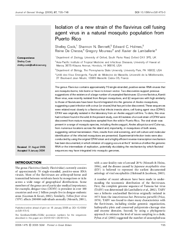 (PDF) Isolation of a new strain of the flavivirus cell fusing agent ...