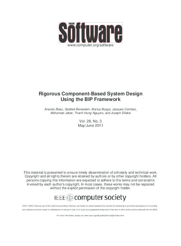 (PDF) Rigorous Component-Based System Design Using the BIP Framework