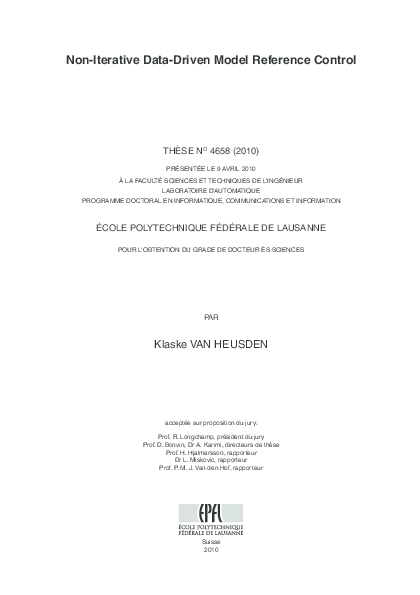 Pdf Non Iterative Data Driven Model Reference Control