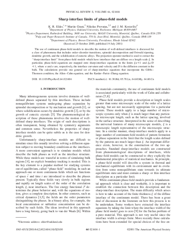 (PDF) Sharp interface limits of phase-field models