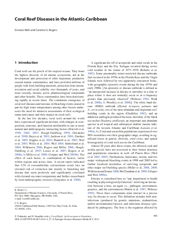 Pdf Coral Diseases In The Caribbean