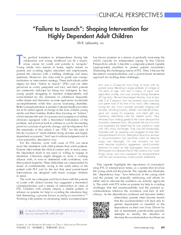 (PDF) Failure to launch: Shaping intervention for highly dependent ...