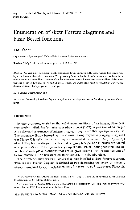 (PDF) Enumeration of skew Ferrers diagrams and basic Bessel functions