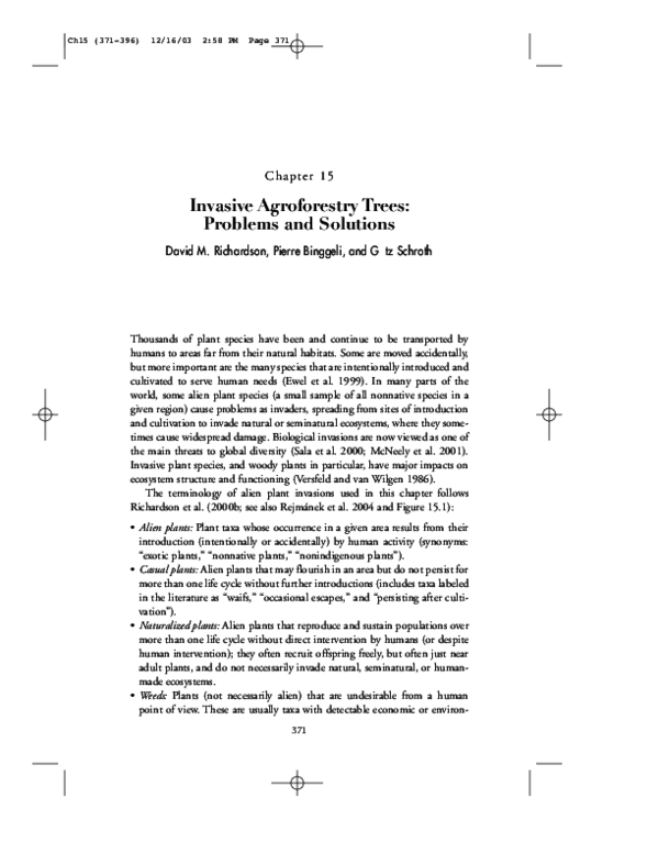 (PDF) Invasive agroforestry trees: problems and solutions