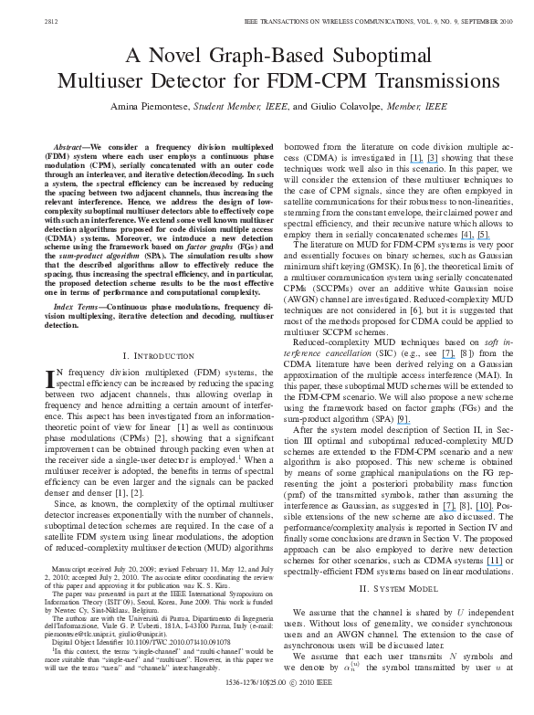 Pdf A Novel Graph Based Suboptimal Multiuser Detector For Fdm Cpm Transmissions Giulio