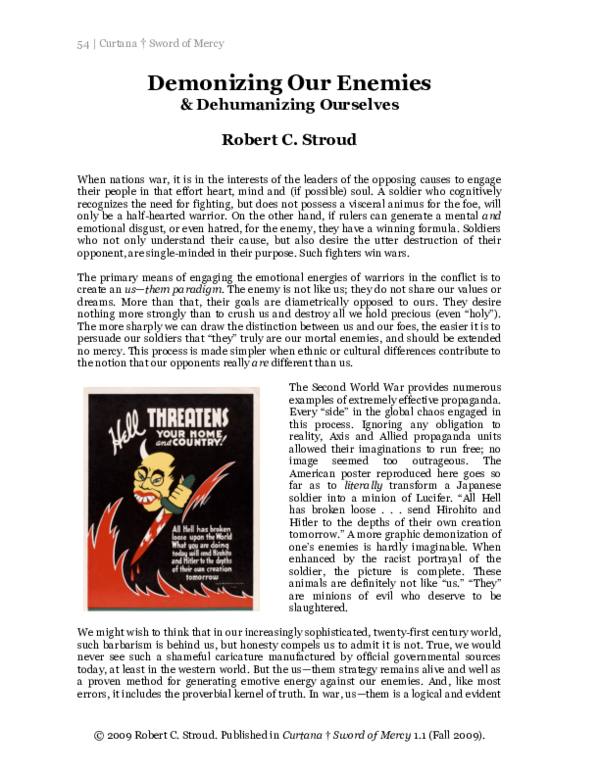 (PDF) Demonizing Our Enemies & Dehumanizing Ourselves