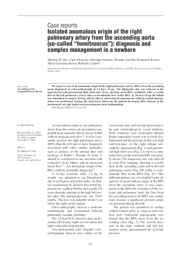 (PDF) Isolated anomalous origin of the right pulmonary artery from the ...