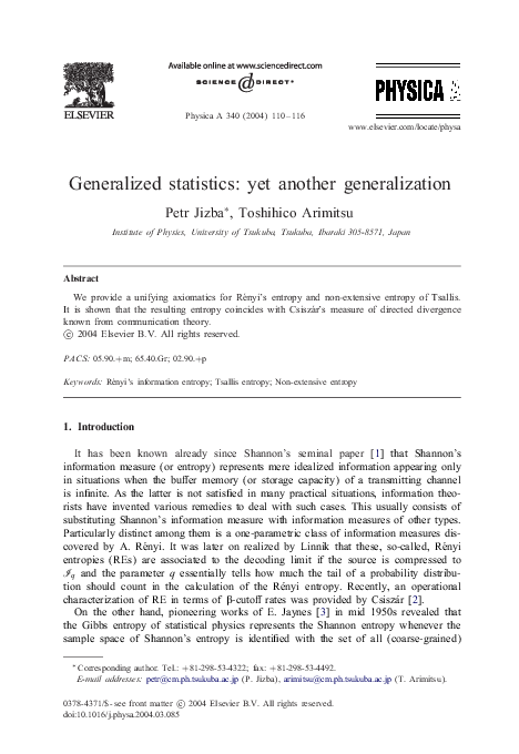 (PDF) Generalized statistics: yet another generalization