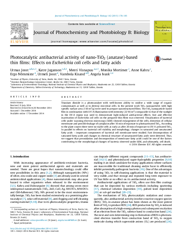 (PDF) Photocatalytic antibacterial activity of nano-TiO2 (anatase ...