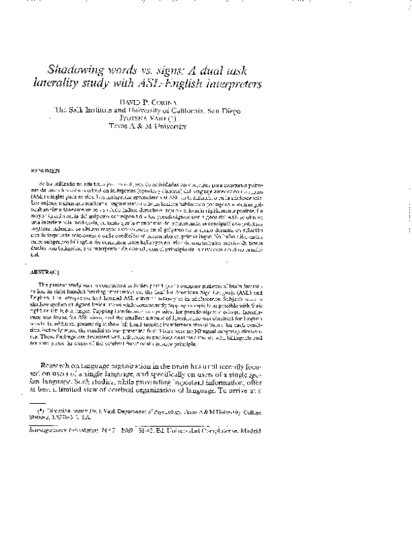 (PDF) Shadowing words vs. signs: A dual task laterality study with ASL ...