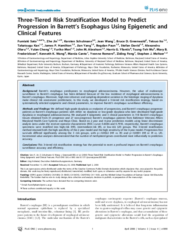(PDF) Three-Tiered Risk Stratification Model to Predict Progression in ...